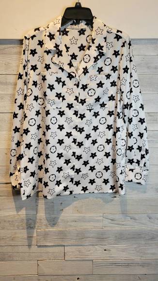 Insight | Tops | New Insight White Stars Blouse In Black White | Poshmark